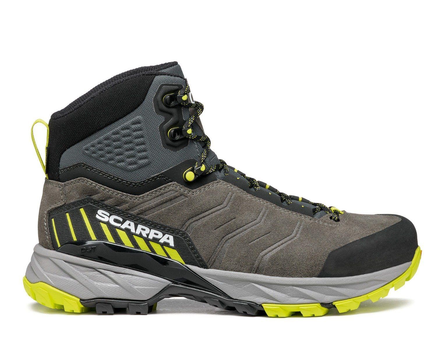 SCARPA Men's Rush Trk GTX Waterproof Gore-Tex Hiking and Backpacking Boots - Titanium/Lime - 10.5