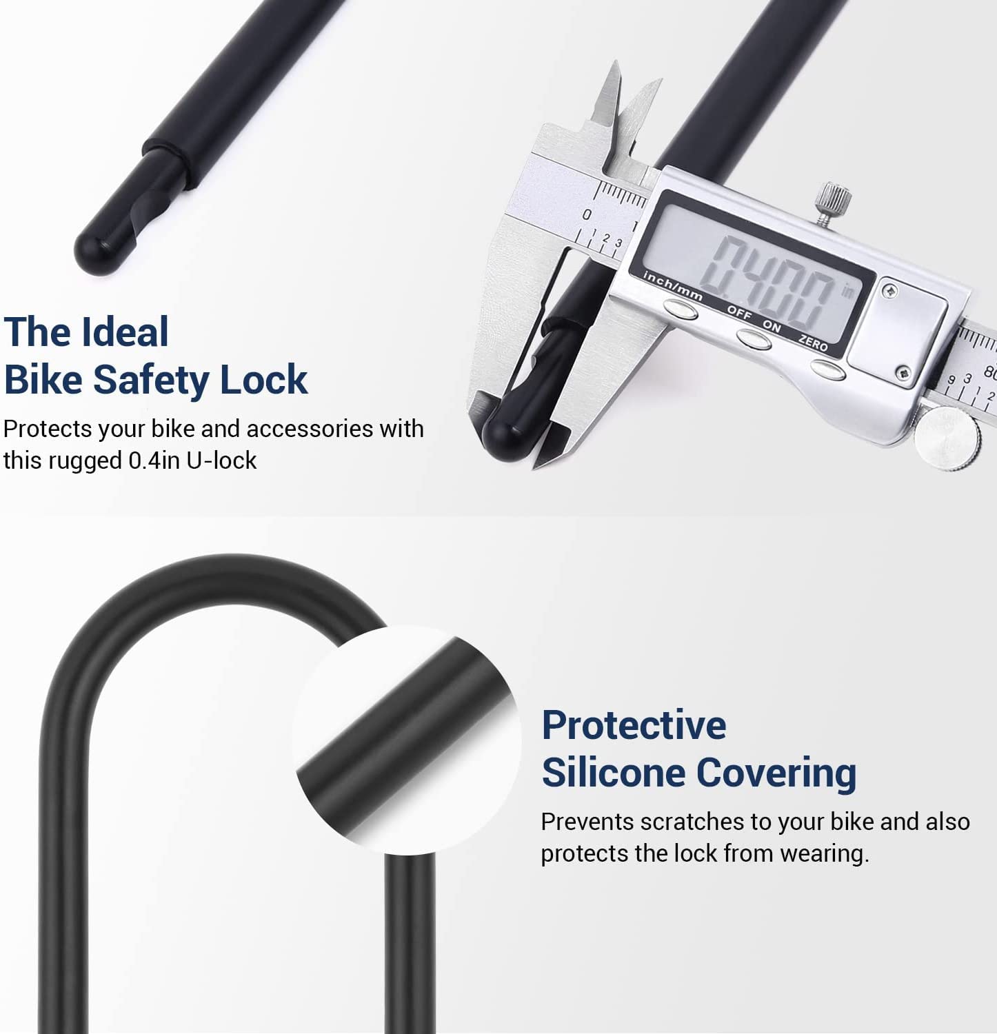 Sportneer U-Shaped Bike Lock with Keyless Design, 10mm Zinc Alloy U-Lock, 5-Feet Steel Cable, Adjustable Mounting Bracket, 130 PSI Inflating Capability