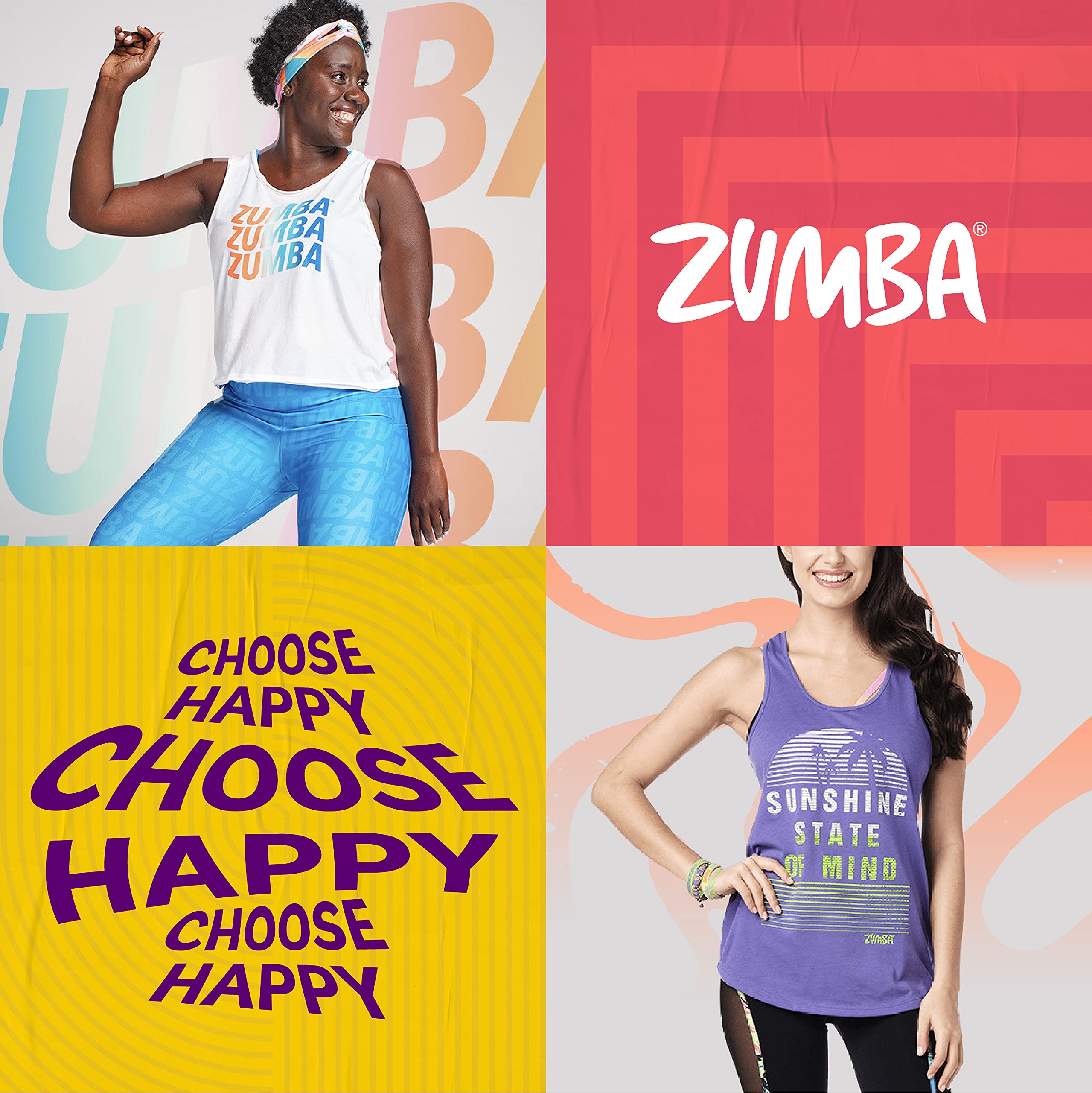 ZUMBA Women's Rhythm Queen Muscle Tank Top, Sleeveless Workout Top, Medium, Gumball