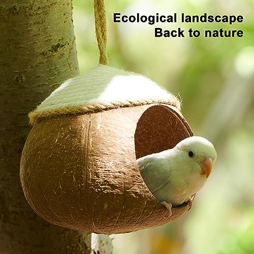 Parrot Nesting Material, Indoor Cage Birds Nest, Parrot Hut House with Comfortable Shelters, Bird Nest House with Convenient Loop Top, Parrot House Medium for Sparrows Lovebirds Bluebirds