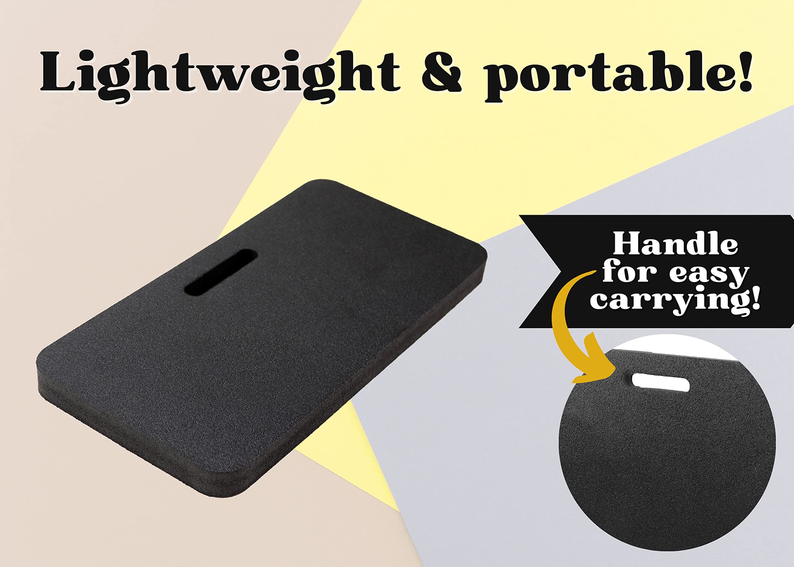 Polar Whale 2 Portable Knee Cushions for Home Garden Work Automotive Workshop and More Durable Thick Comfortable High Density Waterproof Black Foam 16 x 8 Inches Kneeling Pad