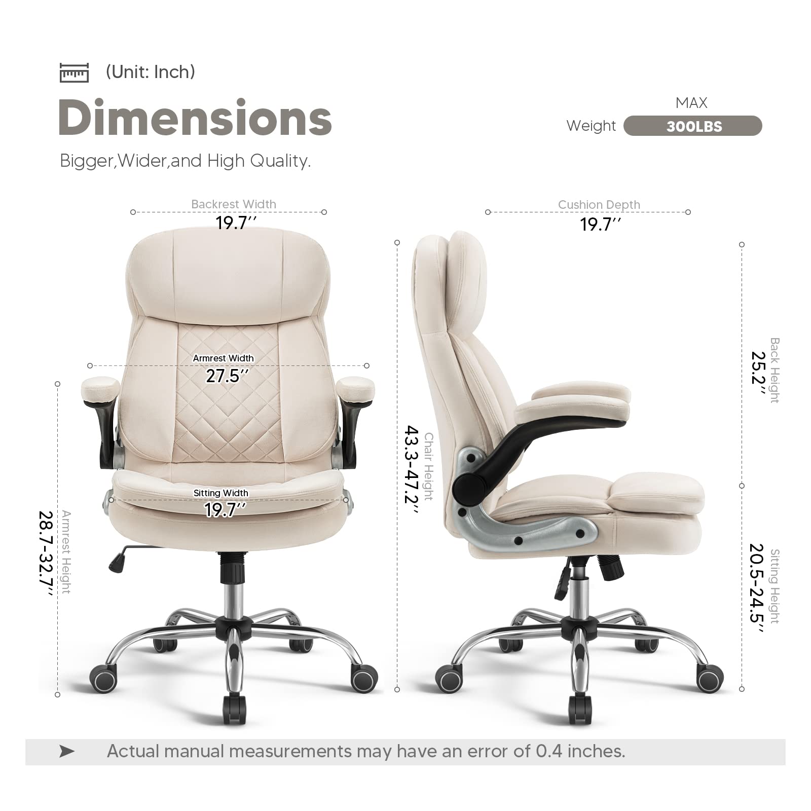 Seatingplus Ergonomic Executive Office Chair with Lumbar Support High Back Computer Desk Chairs with Wheels and Flip-up Arms, Linen Fabric, Black