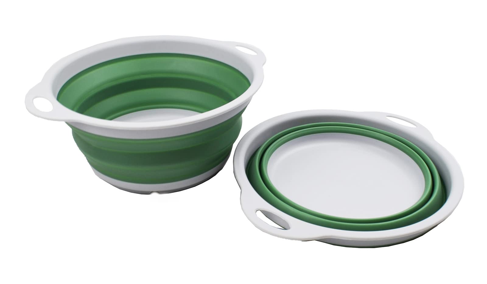 SAMMART 2.6L (0.68 Gallon) Collapsible Tub - Foldable Dish Tub - Portable Washing Basin - Space Saving Plastic Washtub (Grey/Dark Sea Green (Set of 2))