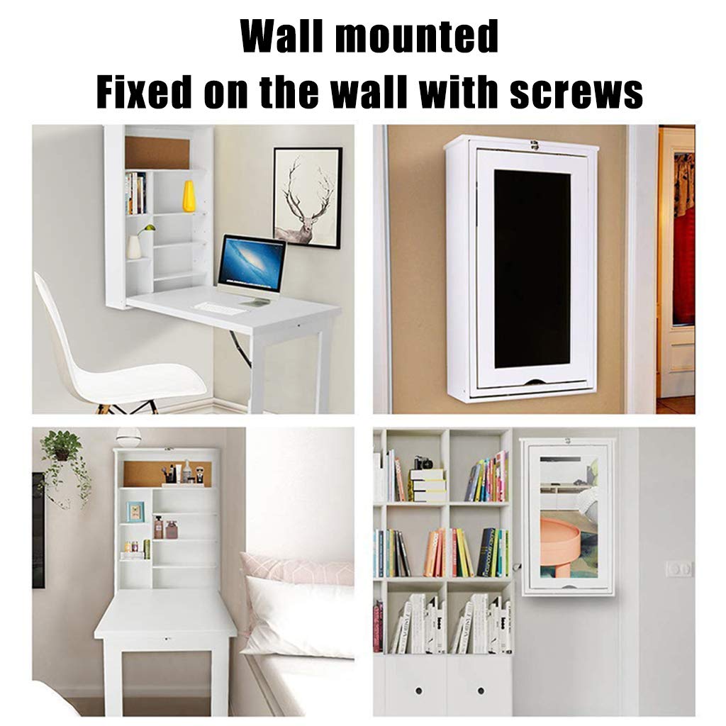QIMO Wall Mounted Table, Fold Out Multi-Function Computer Desk, Large Storage Area, Convertible Desk Writing Desk Home Office Wood Convertible Desk