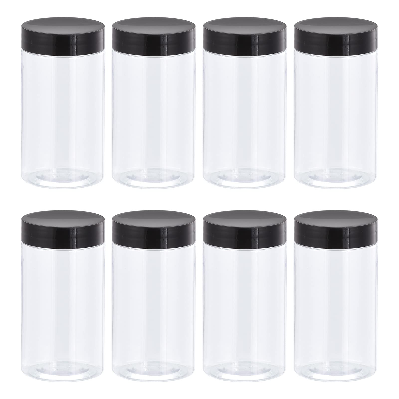 uxcell Round Plastic Jars with Black Screw Top Lid, 5oz/ 150ml Wide-mouth Clear Empty Containers for Storage, Organizing, 15Pcs