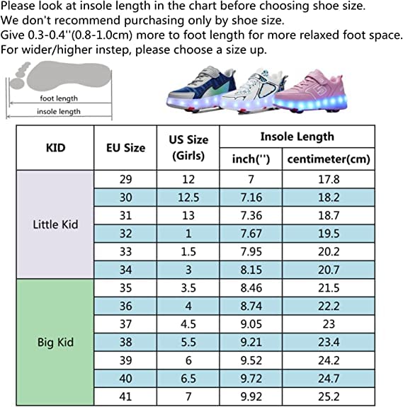 RESLIDE Roller Shoes with LED Light Two Wheels for Boys Girls Rechargeable Sport Sneaker (Pink 4.5 Big Kid)