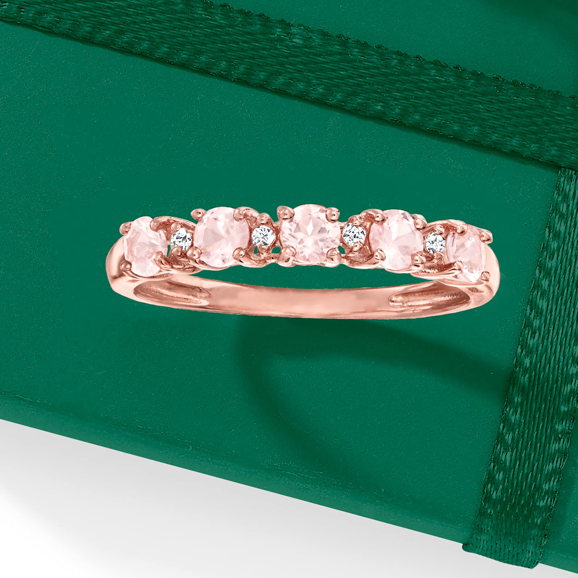 Ross-Simons 0.50 ct. t.w. Morganite Ring With Diamond Accents in 18kt Rose Gold Over Sterling. Size 7