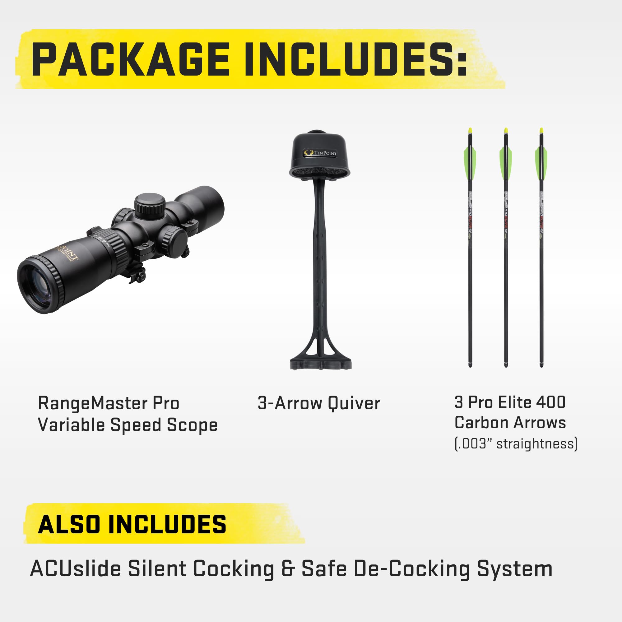 TenPoint Turbo S1 Crossbow, Vektra - 390 FPS - Equipped with RangeMaster Pro Variable Speed Scope + ACUslide Cocking & De-Cocking System - Lowest-Priced ACUslide Safe De-Cocking Crossbow