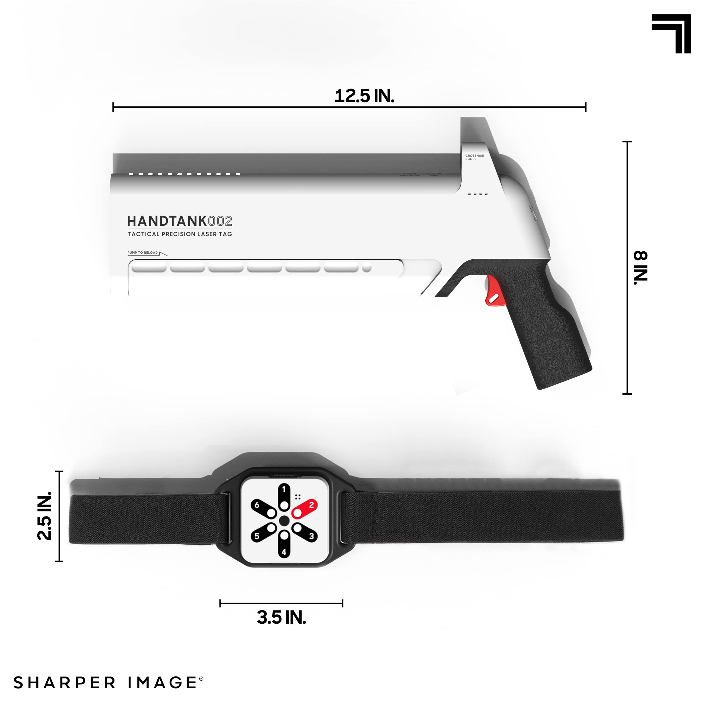 Sharper Image Two-Player Electronic Laser Tag Set, White and Black, Safe Design for Children