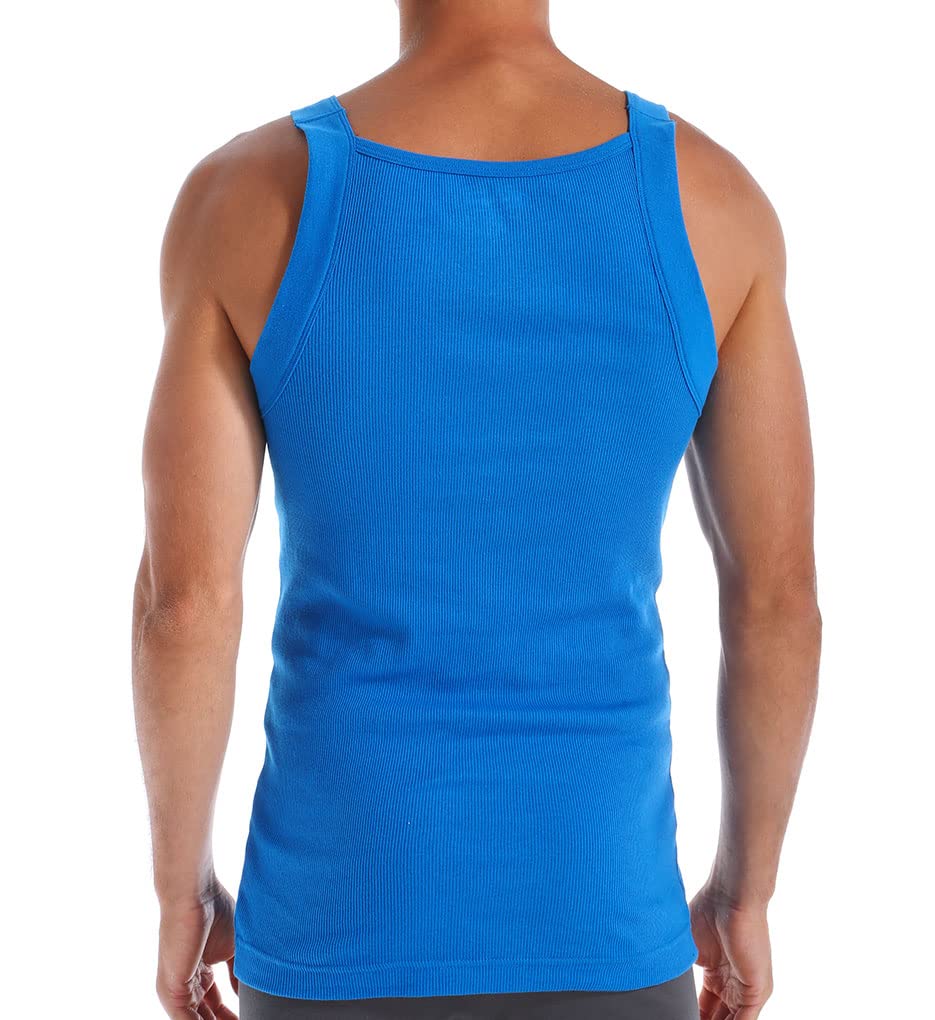 Papi Men's 3-Pack Cotton Square Neck Tank Top, Black, Large