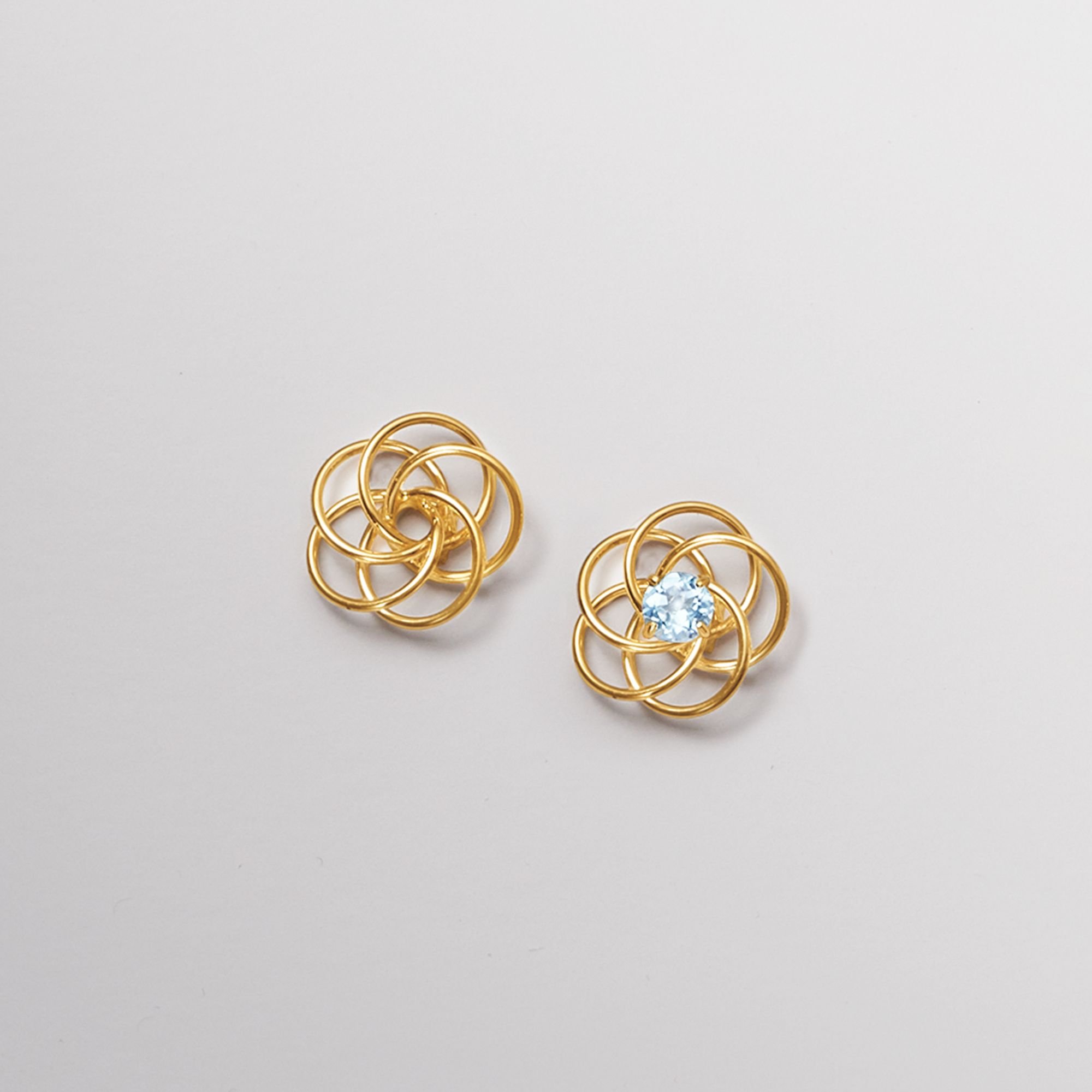 Ross-Simons 0.50 ct. t.w. Round Aquamarine Stud Earrings in 14kt Yellow Gold