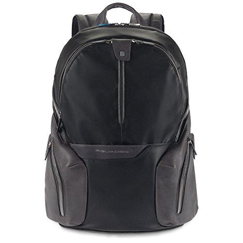 Piquadro Computer Backpack with Padded iPad Air Compartment Umbrella Holder, Black, One Size