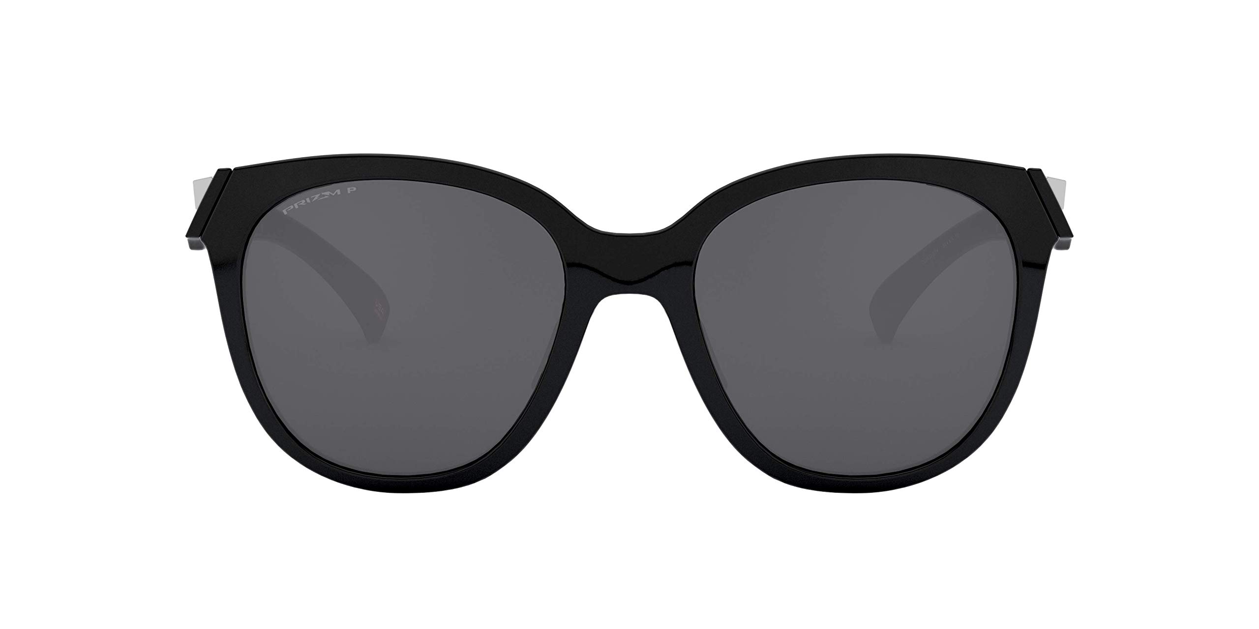 Oakley Women's OO9433 Low Key Round Sunglasses, Polished Black/Prizm Black Polarized, 54 mm