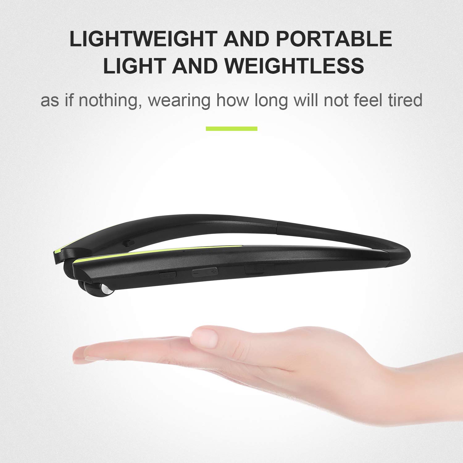 Retractable Bluetooth Headphones, Wireless Earbuds Stereo Headsets Neckband Earphone Noise Canceling with Mic (20 Hours Playtime, Black Green)