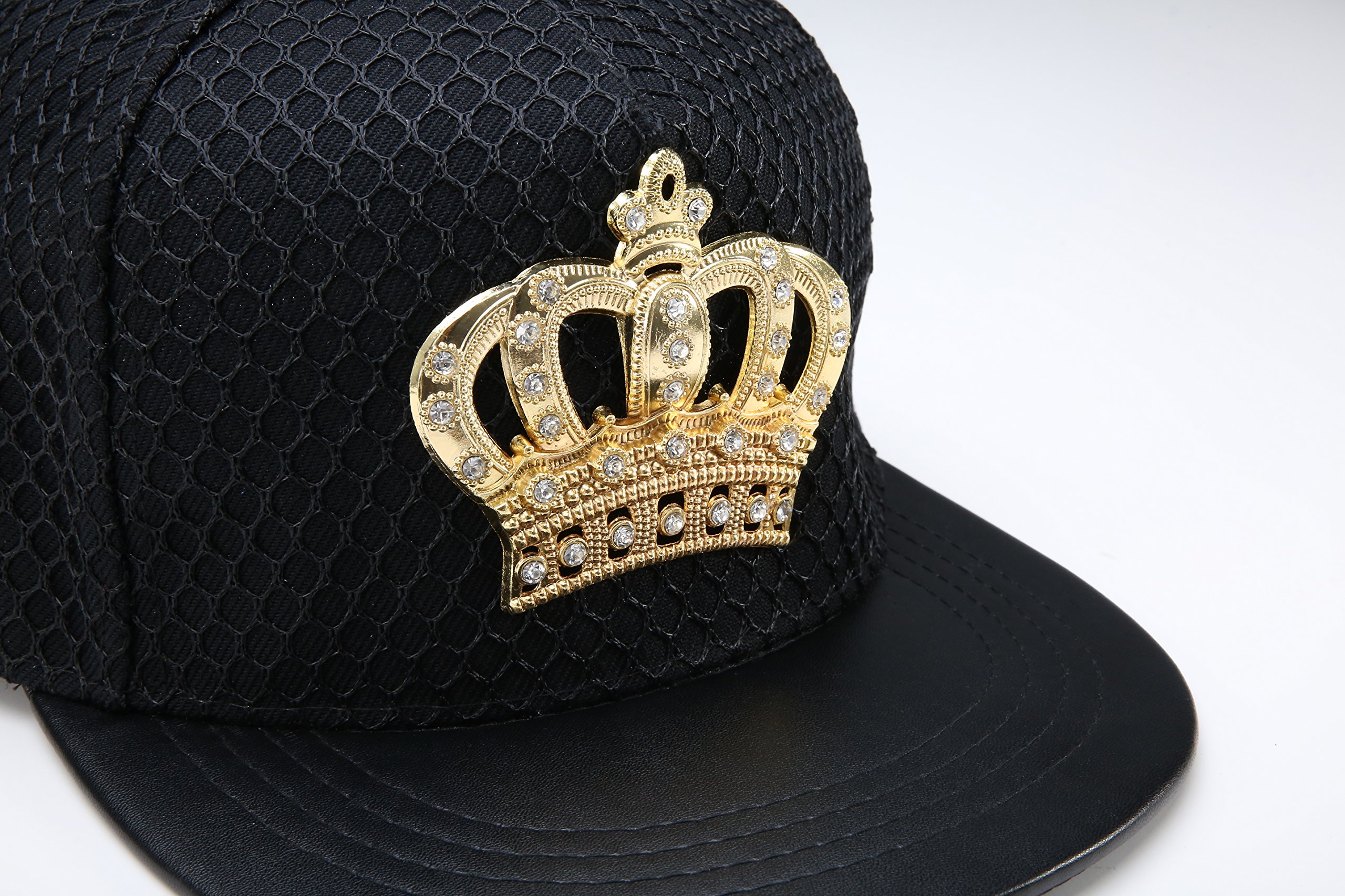 REINDEAR Royal King Crown Baseball Cap Hip-hop Snapback Hat (Black)