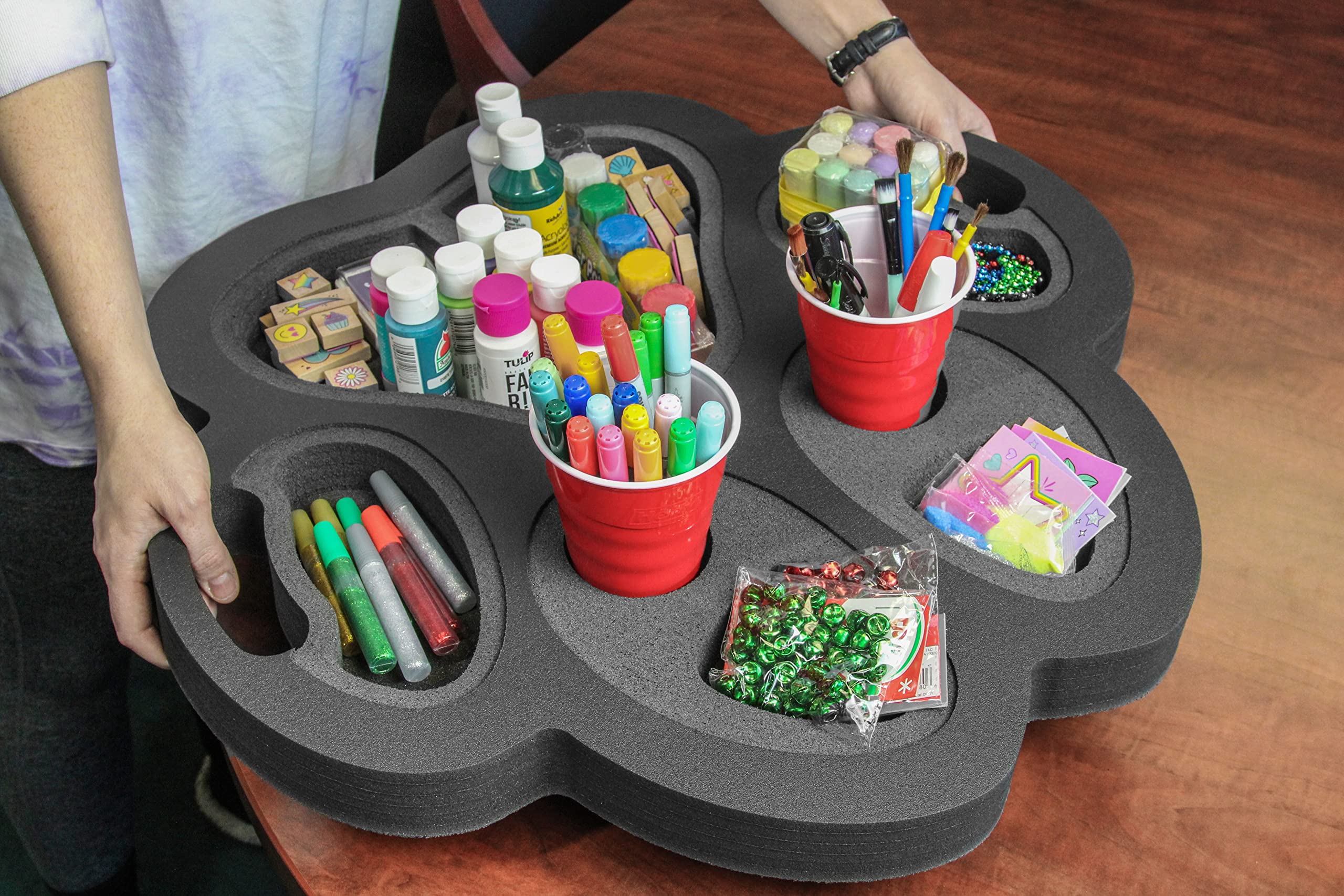 Polar Whale Craft Organizer Tray Paw Print Shape for Arts and Crafts Hobby Paint Marker Brush Pen Fun Storage Caddy Durable High Density Durable Black Foam Waterproof Washable