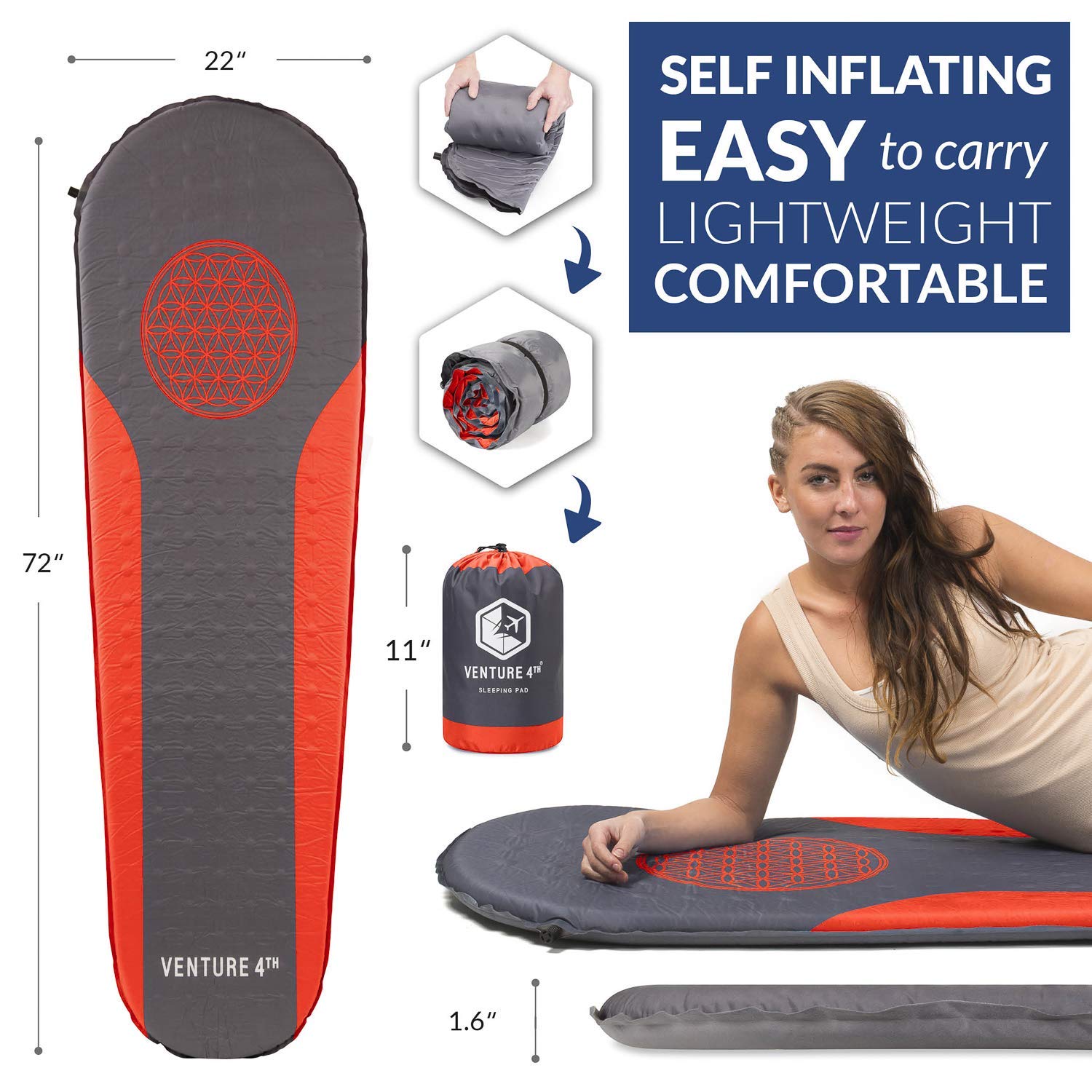 VENTURE 4TH Backpacking Warm Sleeping Bag with Self Inflating Sleeping Pad for Adults & Kids β Ideal for Hiking, Camping & Outdoor Adventures