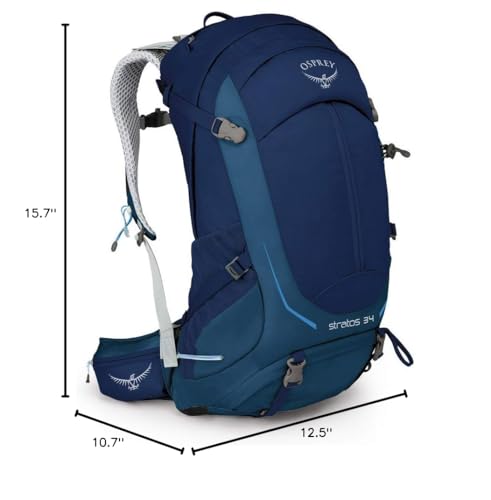 Osprey Stratos 34 Men's Hiking Backpack, Eclipse Blue, Small/Medium