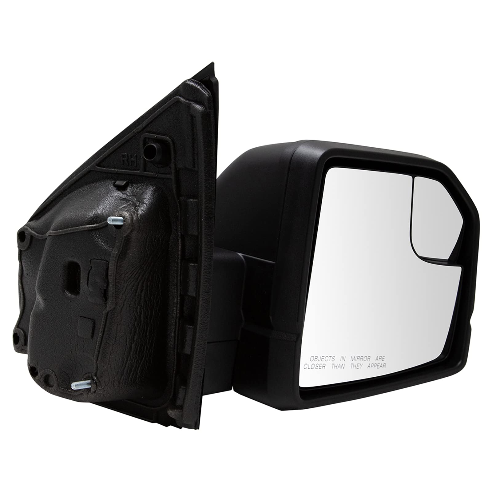 TRQ Mirror Power Heated LED Turn Signal Textured Black RH for F150 with Temp