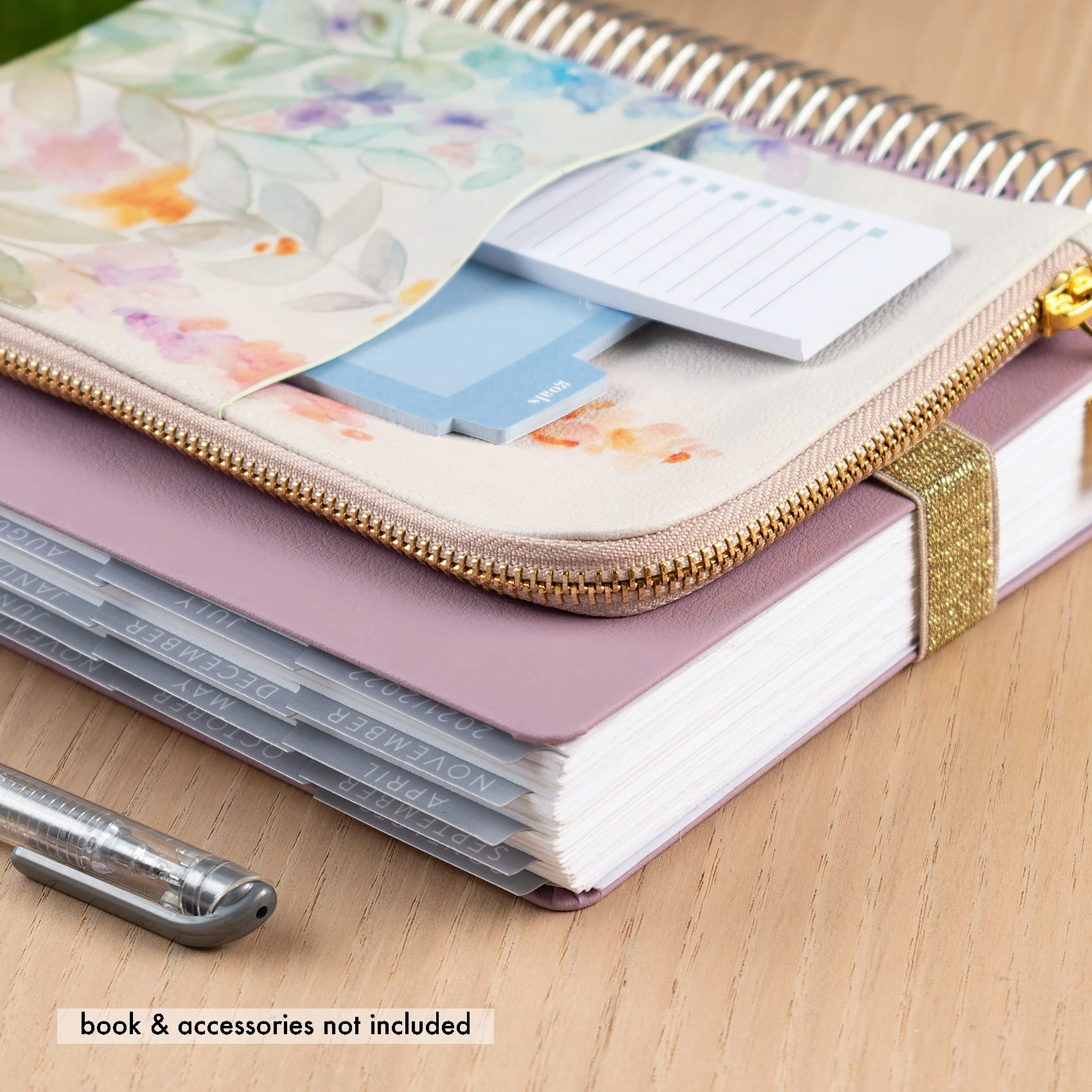 Ultimate Planny Pack - Watercolor Meadow. Planner Accessory Pouch. Inside Pockets & Extended Metal Zipper. Elastic Band to Secure to Planner/Notebook. Vegan Leather Organizer Case by Erin Condren.