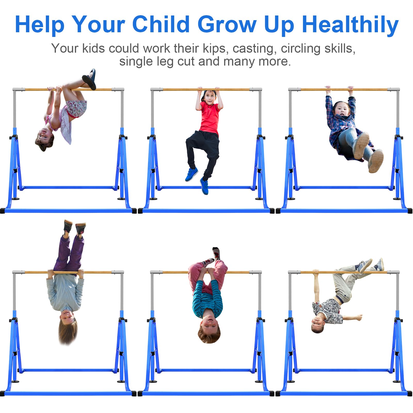 Ravs Gymnastics Bar for Kids with Swing Seat SetMax Load 170LBS
