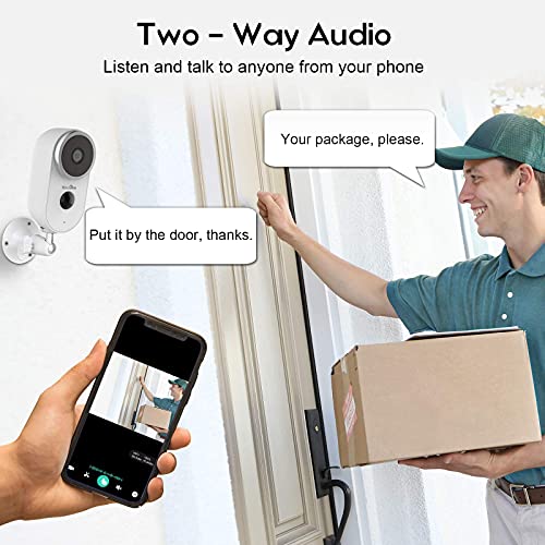 Security Camera Wireless Outdoor, 1080P HD Rechargeable Battery Powered Home Security Cam Smart Surveillance WiFi Camera with IP65 Waterproof, Night Vision, Motion Detection, 2-Way Audio, SD Storage