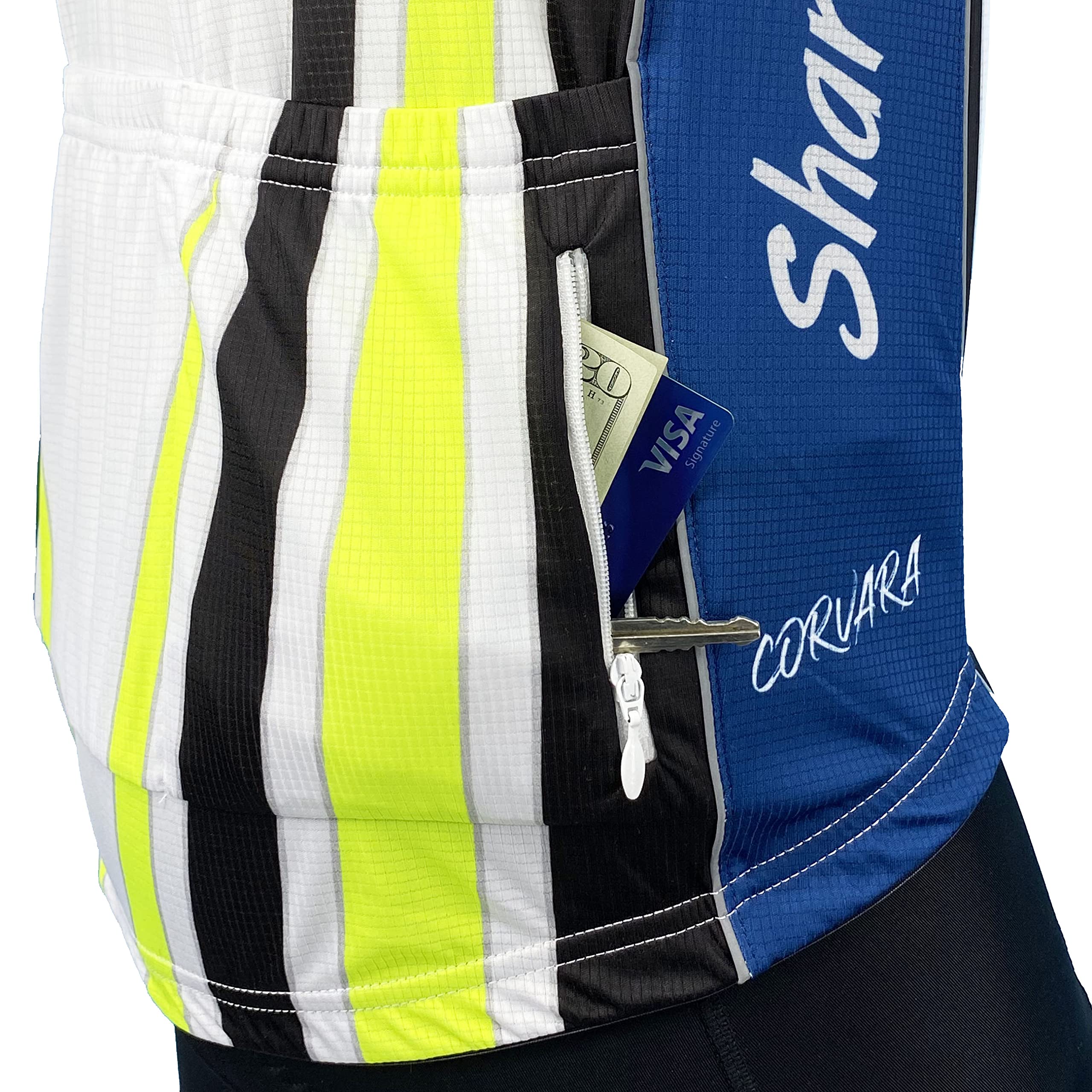 Road Safety Cycling Jersey for Men, Bright Short Sleeve Bike Shirt (Large)