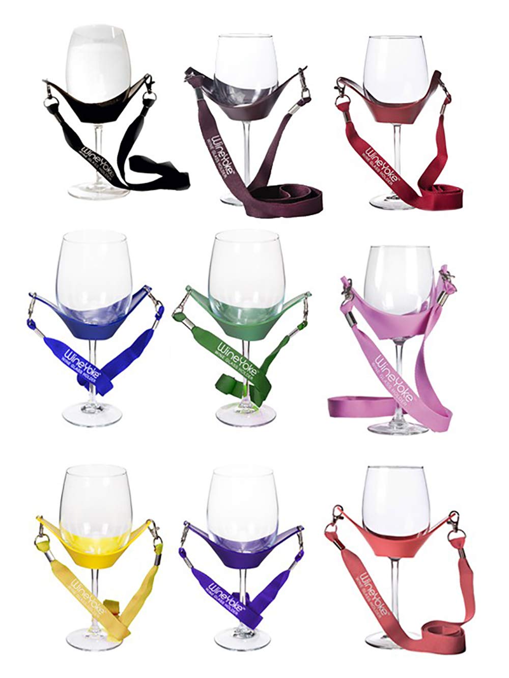 Wine Glass Holder"WineYoke" Hands Free Wine Glass Lanyard Necklace Set of 3