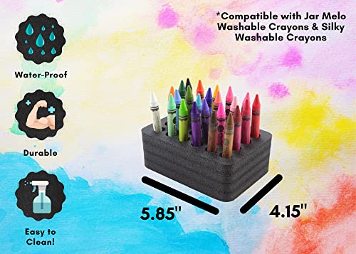 Polar Whale Jumbo Washable Crayon Desk Stand Organizer Compatible with Jar Melo and Others Design Storage Tray Supply Non-Scratch Non-Rattle Washable Durable Black Foam Holds 24