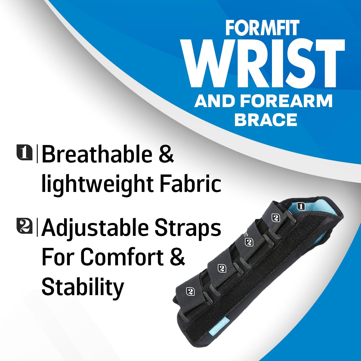 Ossur Formfit Wrist & Forearm Brace for Tendonitis, Carpel Tunnel, Post Cast Healing and Soft Tissue Injuries | Wrist Immobilization, Breathable Material, Custom Fit | 10" Version (Right, X-Small)