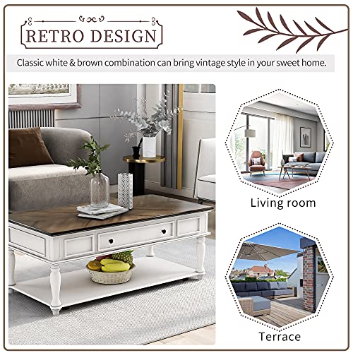 P PURLOVE Extendable Coffee Table with 4 Drawers,Unique Center Table Tea Table with Sliding Top for Living Room Cocktail Table for Living Room Bedroom
