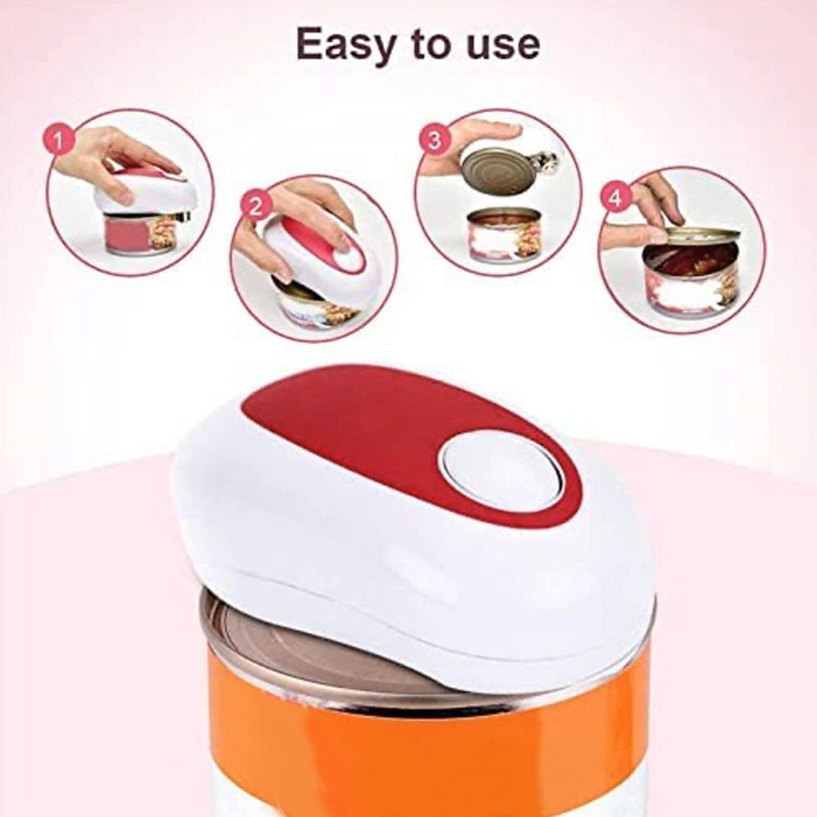 REUIQU Electric Can Opener, One Touch Battery Operated Handheld Can Opener for Any Size, Portable Automatic Can Opener Battery Powered Can Opener for Kitchen for Seniors