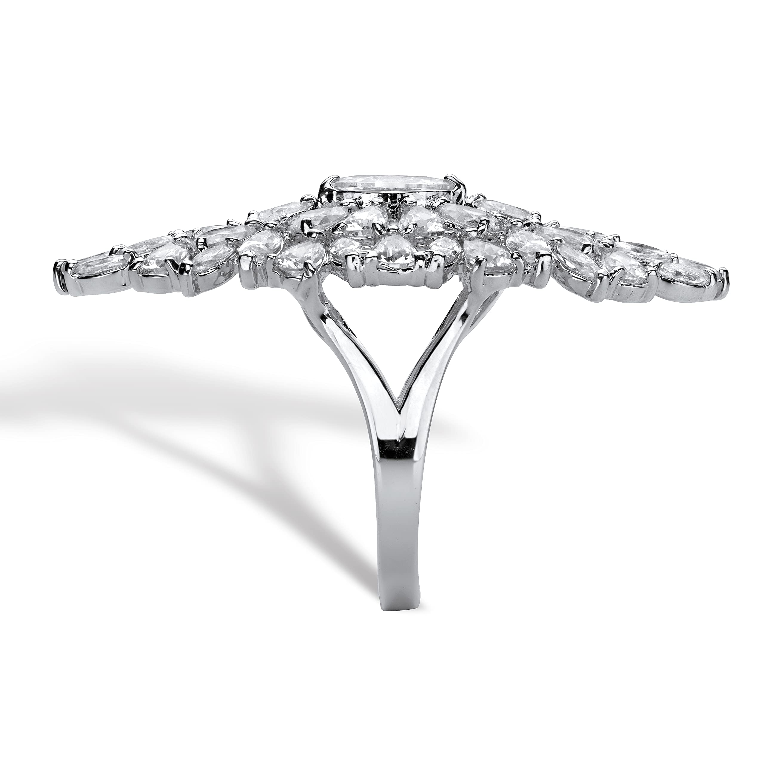 PalmBeach Platinum-plated Marquise Cut Cubic Zirconia Cluster Ring Sizes 6-10 Size 8