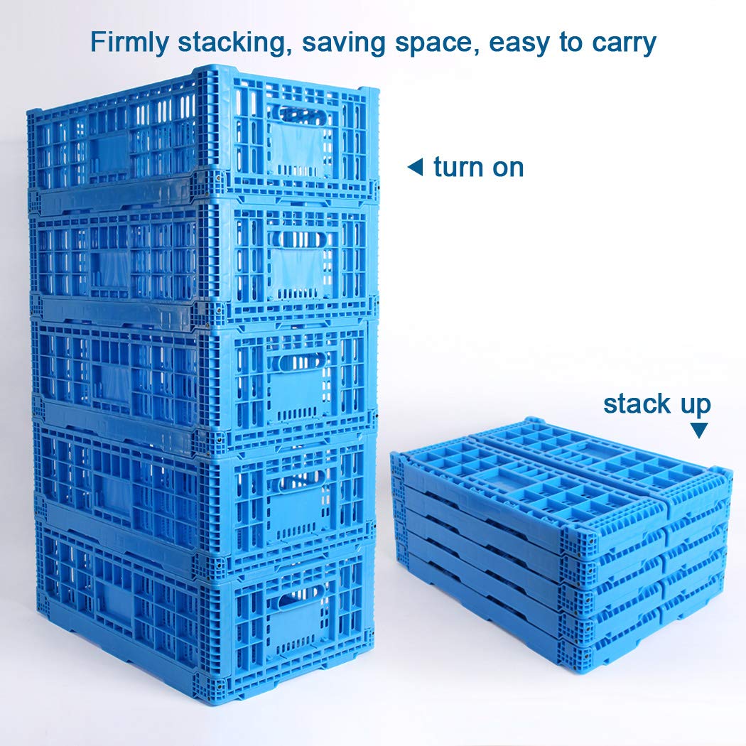 QTJH Collapsible Storage Bin Containe,52 Liter Transfer box,crate Transit storage of various items (23.6" L x 15.7" W x 8.6" H)