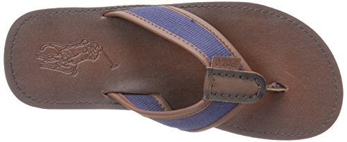 POLO RALPH LAUREN Men's Sullivan Flip Flop, Newport Navy/Dark Brown, 8 D US