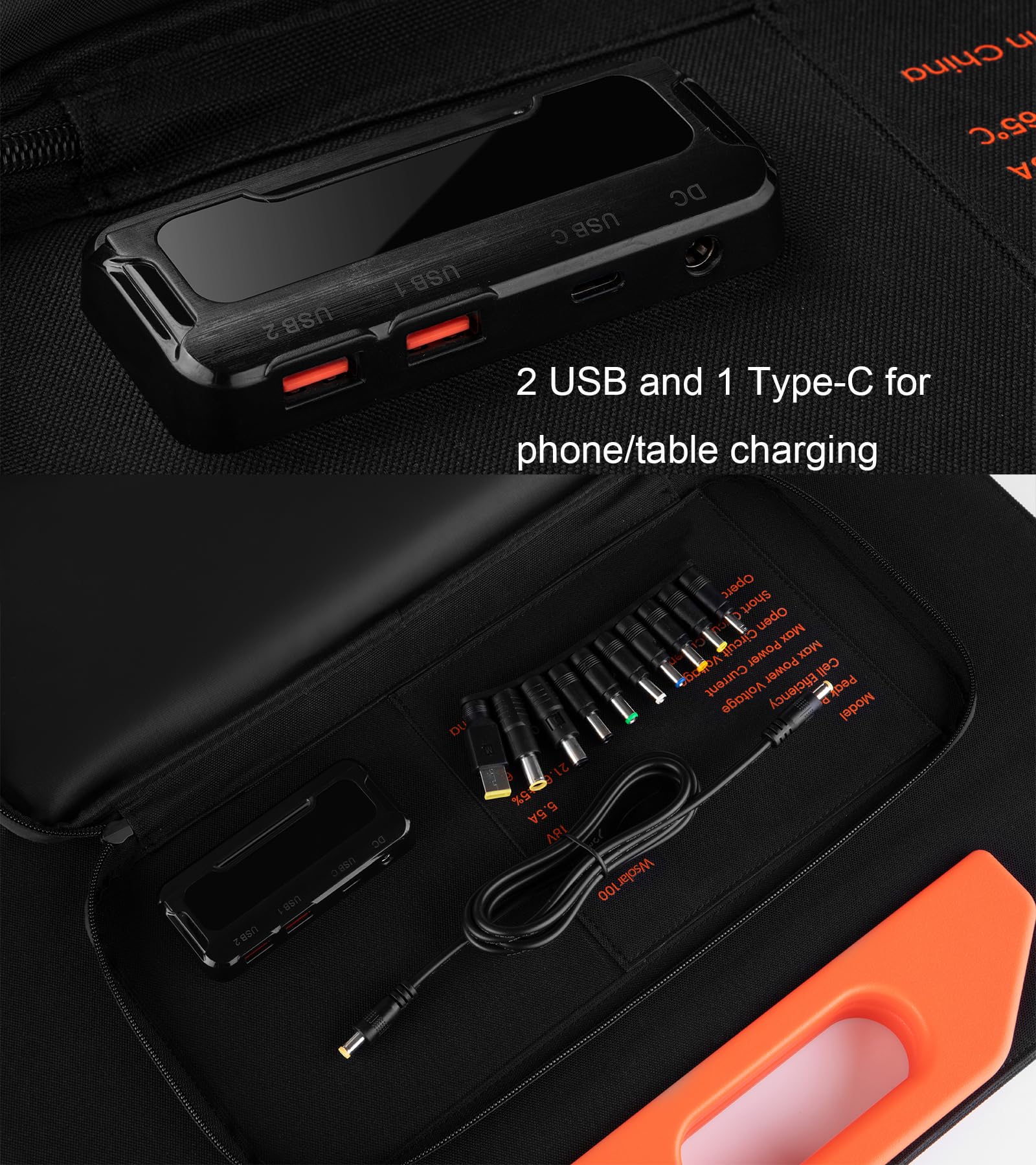 Solar Panel 36V 200W for Power Station Portable Solar Panel with 10 Connectors Waterproof Foldable Mono Solar Cell Solar Charger for Power Bank, Power Supply, Laptop,Phone, Camping, Off Grid Living