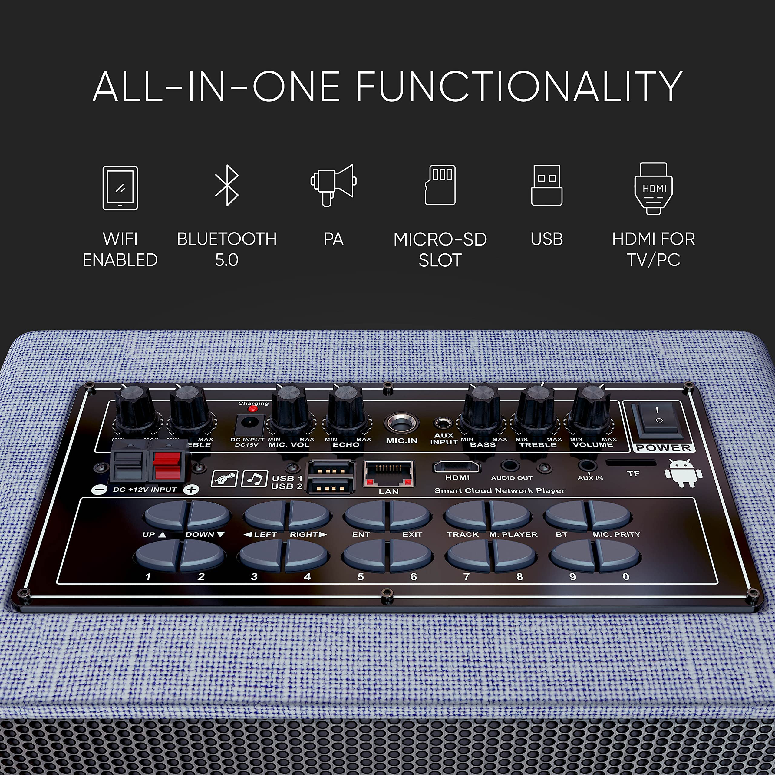 Professional Karaoke Machine with Lyrics Display Screen for Adults, 2 Wireless Microphones, Bluetooth Portable PA Speaker System Set with Built in 15" Touch Tablet with Android & WiFi, Alto X6 1.0