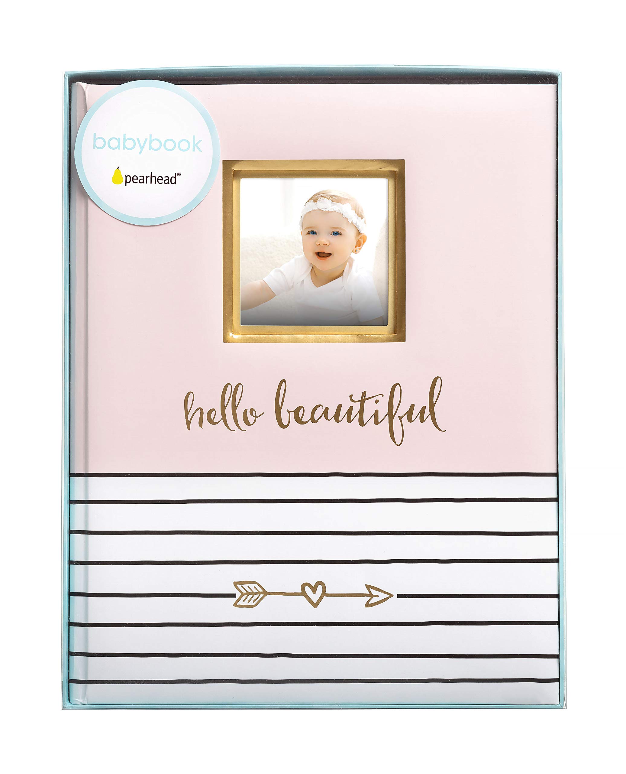 Pearhead Hello Beautiful Baby Memory Book, Milestone Journal, New Mum Gift, Newborn Baby, Thoughtful Keepsake for Christening or Baptism, Pink