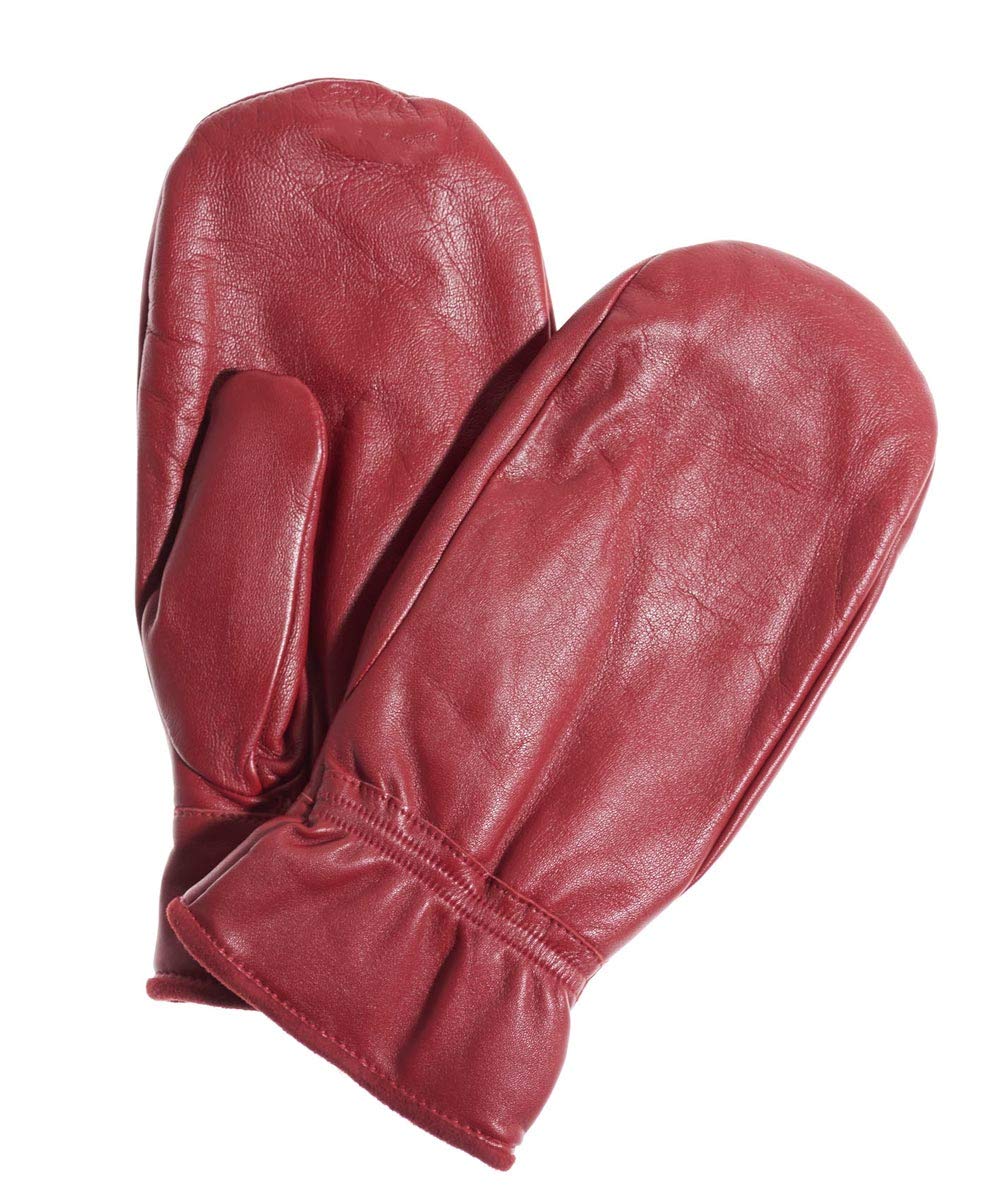 Pratt and Hart Alps Women’s Leather Mittens with Hi-Loft Sherpa (Polyester) Lining Size L Black