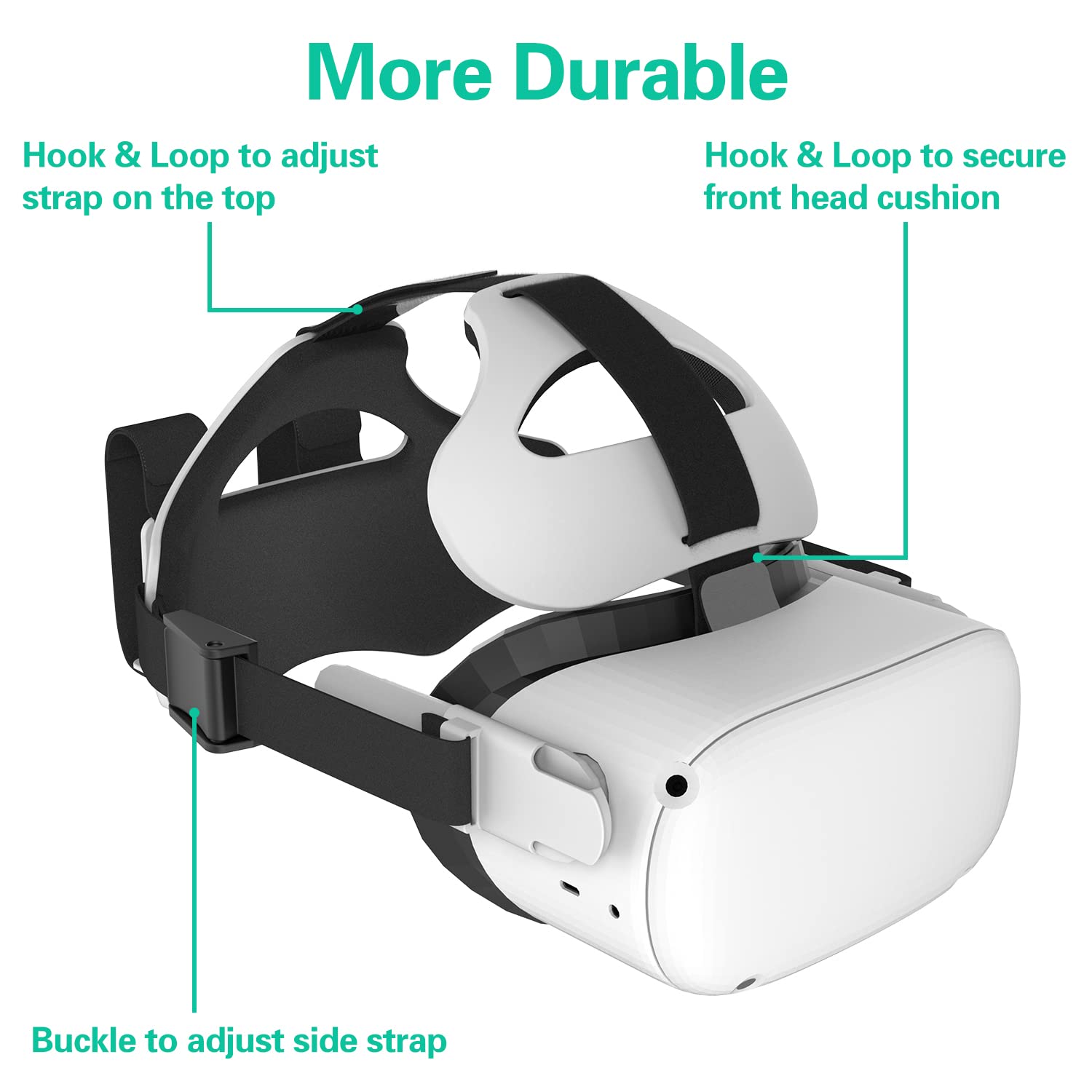 SEVENKA Head Strap for Quest 2 VR Headset, Replacement for Elite Strap, Headband with Battery Holder Bracket for Enhanced Support & Comfort in VR, Reduce Head Pressure (Power Bank not Included)