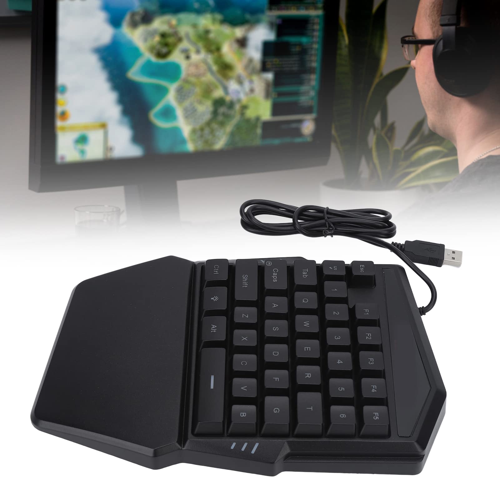 Zyyini One Hand Keyboard, USB Wired, RGB Backlit, Mini Half Keyboard, 35 Keys, 3ms Response time, Ergonomic Design, Plug and Play, for Gaming