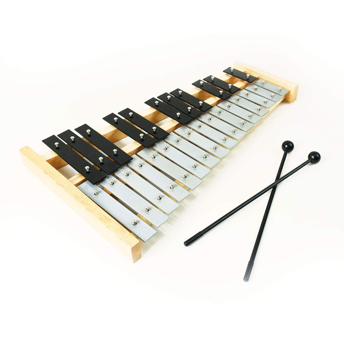 Professional Wooden Soprano Glockenspiel Xylophone with 25 Metal Keys for Adults & Kids - Includes 2 Plastic Beaters