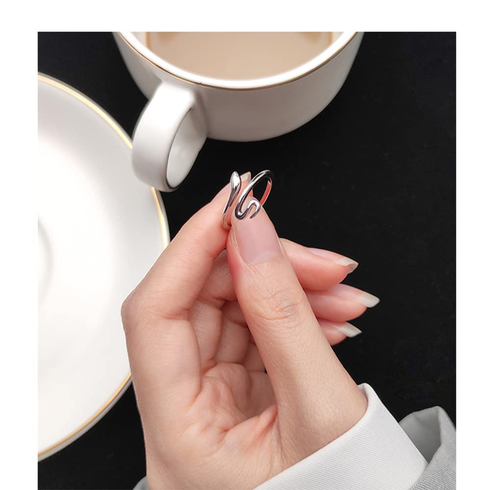 SILBERTALE Cool Snake Rings 925 Sterling Silver for Women Simple animal Stackable Knuckle Adjustabe Finger Rings For Men