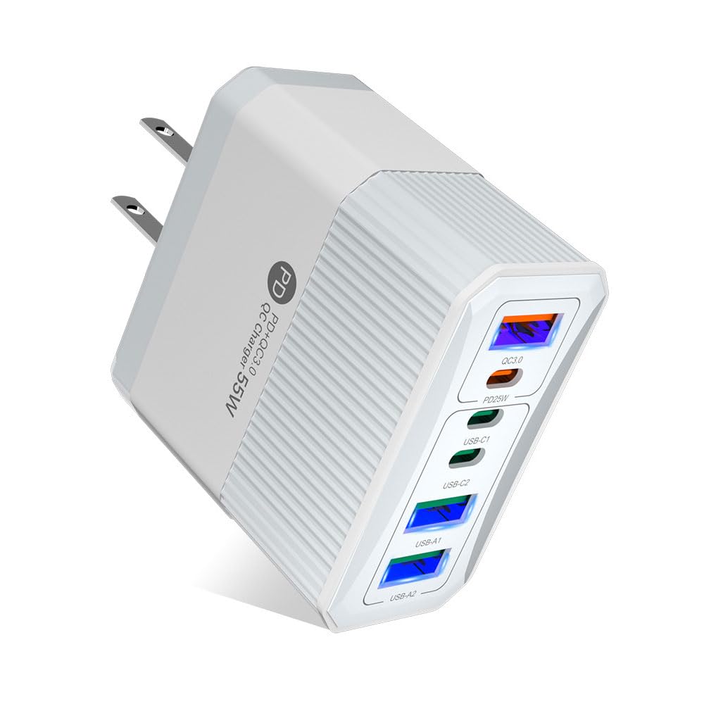USB C Fast Charger 160W 6-Port Fast USB C Charging Station Portable Multiport USB C Power Adapter Adapter for Samsung Galaxy Note - Laptop Charger for MacBook Air Pro (White)