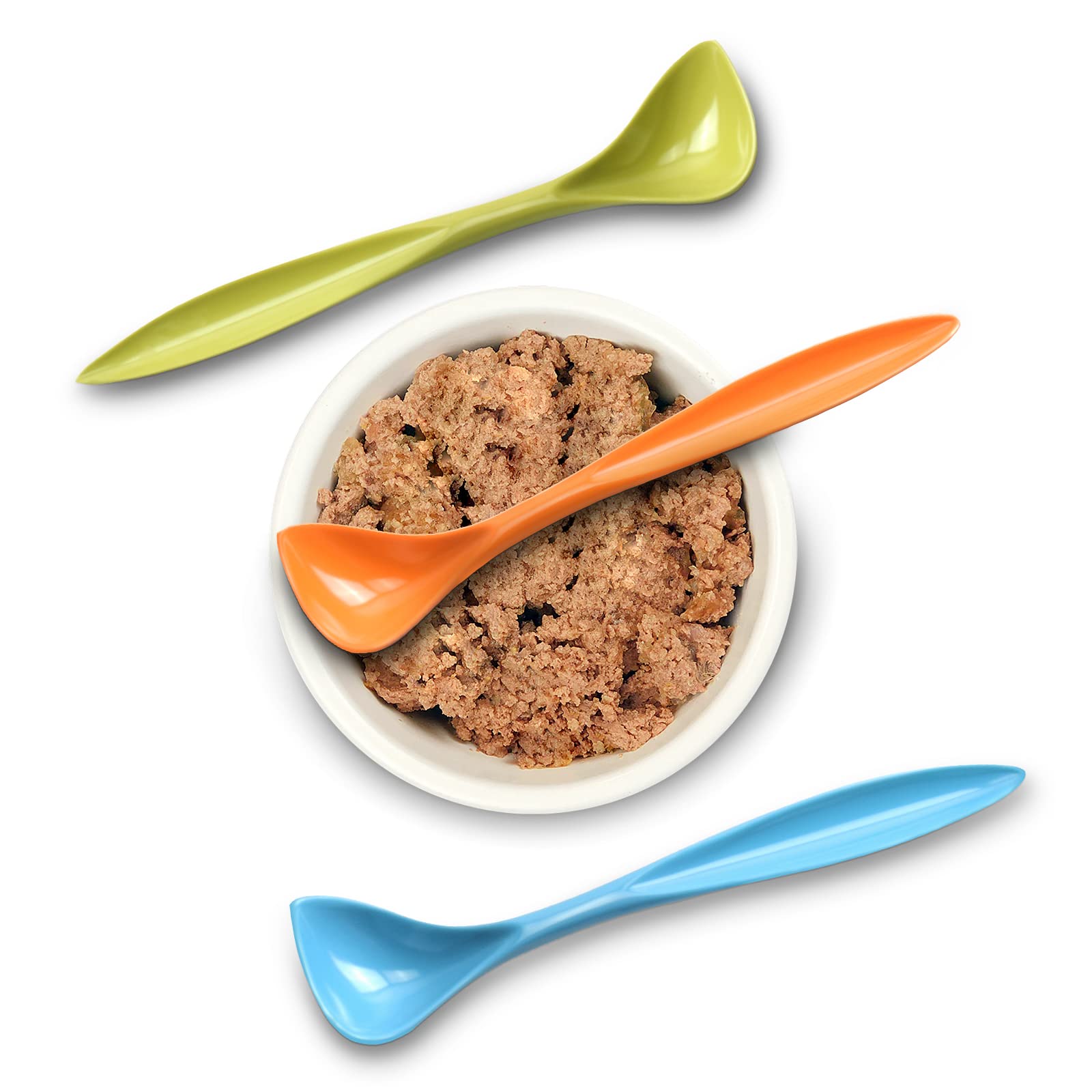 PetBonus 3-Pack Pet Food Can Spoon,Dog Cat Food Spoons, Long Handle Special Curved Design for Dog Cat Food Can Spoons