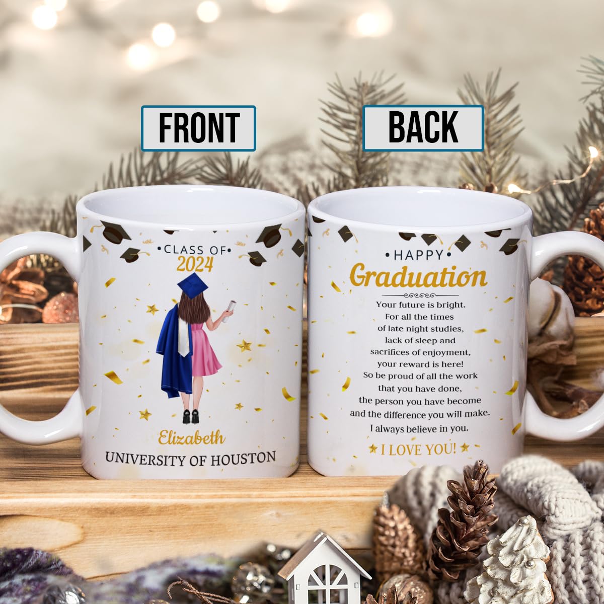 winorax Graduation Gifts Class of 2024 Personalized Graduation Coffee Mug With 11oz 15oz Travel Coffee Mugs Master Degree College Grad Congratulations Keepsake For Senior High School Student