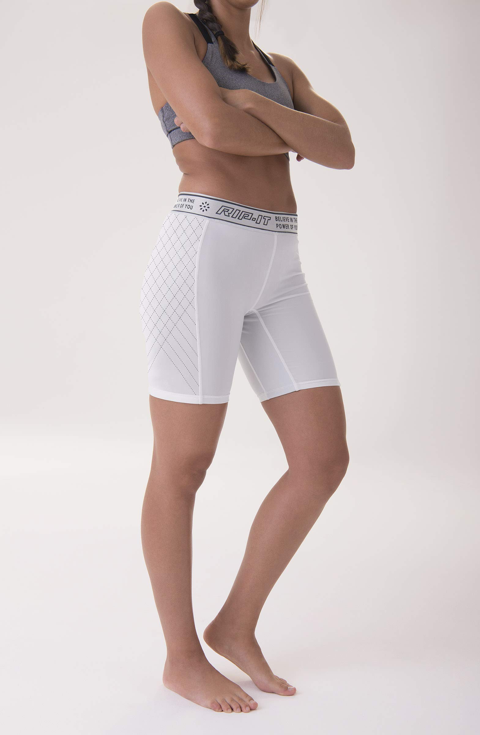 RIP-IT Women's Period-Protection Pro Softball Sliding Shorts - Padded Compression Shorts for Softball - White - Size Women's Small