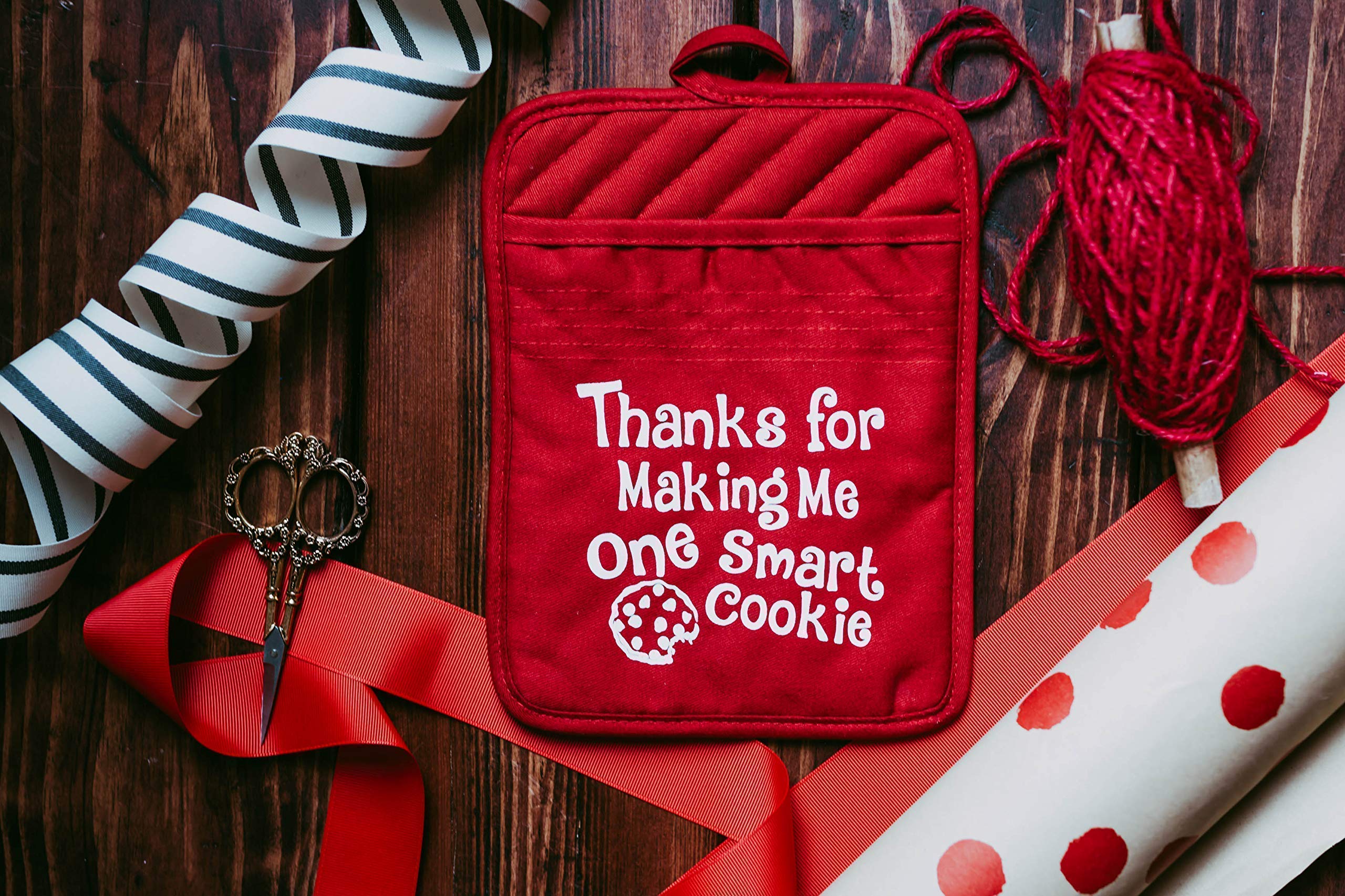 Teacher Appreciation Gift for Women - Thank You Present Potholder - One Smart Cookie Oven Mitt - Set of 2 (One Smart Cookie 3 pack)