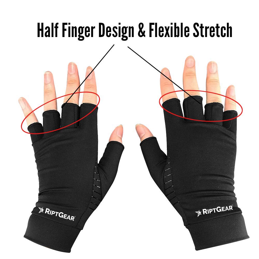 RiptGear Compression Gloves for Women and Men for Arthritis (Pair) - Women's and Mens Gloves for Hand Pain - Compression Gloves Men and Women - Golf Bowling Cycling Tennis (X-Large)