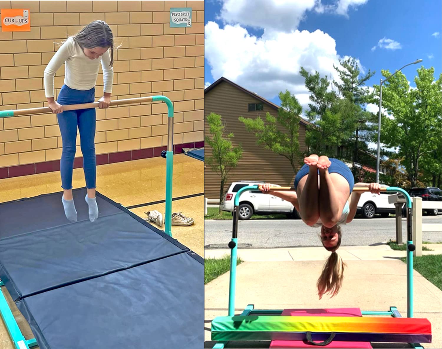 PreGymnastic Updated Gymnastics Bar-No Wobble Gymnastic Bar for Kids, Weight Limit 300 lbs, Gymnastics Kip Bar Adjustable Height